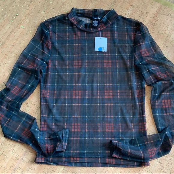 Rue21 | Tops | Plaid Y2k Shear Shirt Long Sleeve | Poshmark